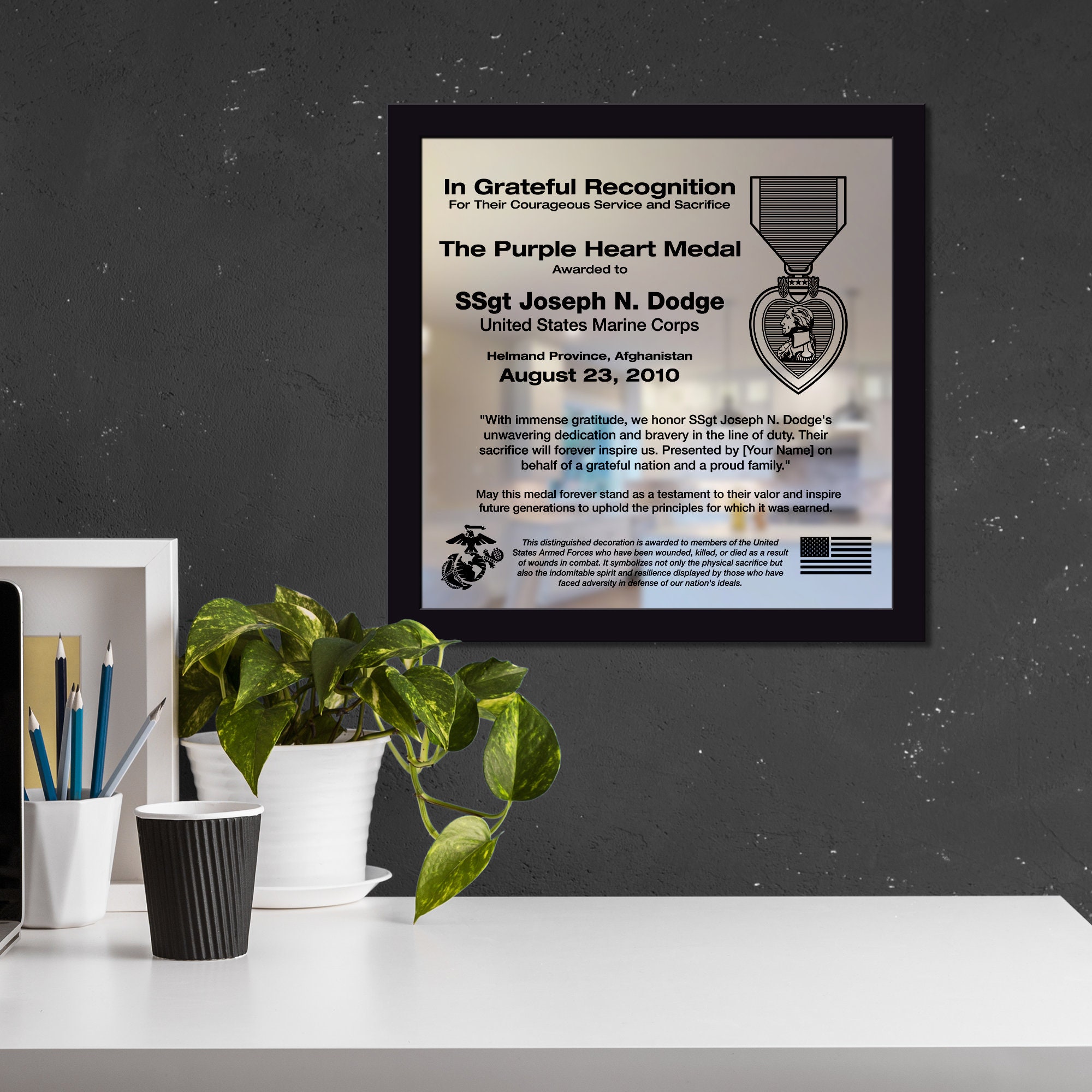 Custom Purple Heart Appreciation Plaque | Customized Award and Laser ...