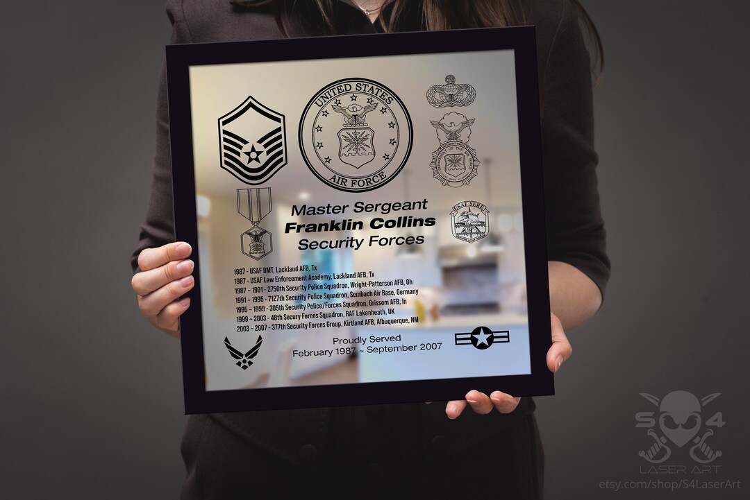 Usaf Service Record Custom Plaque Personalized Usaf Retirement Plaque