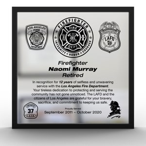 Firefighter Plaque | Custom Engraved Recognition Award or Memorial ...