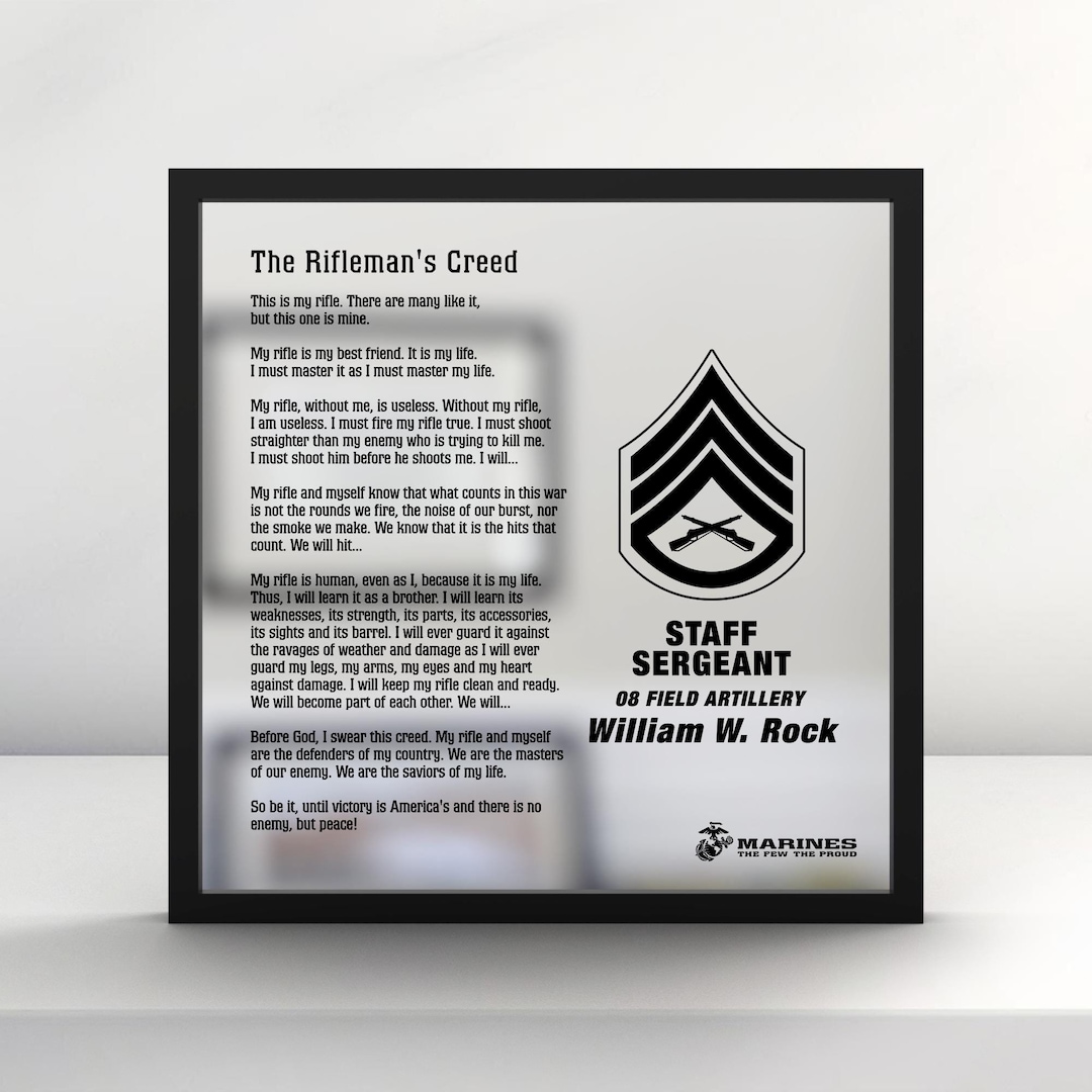 USMC Rifleman's Creed Plaque: Personalized Marine Corps Tribute - Etsy