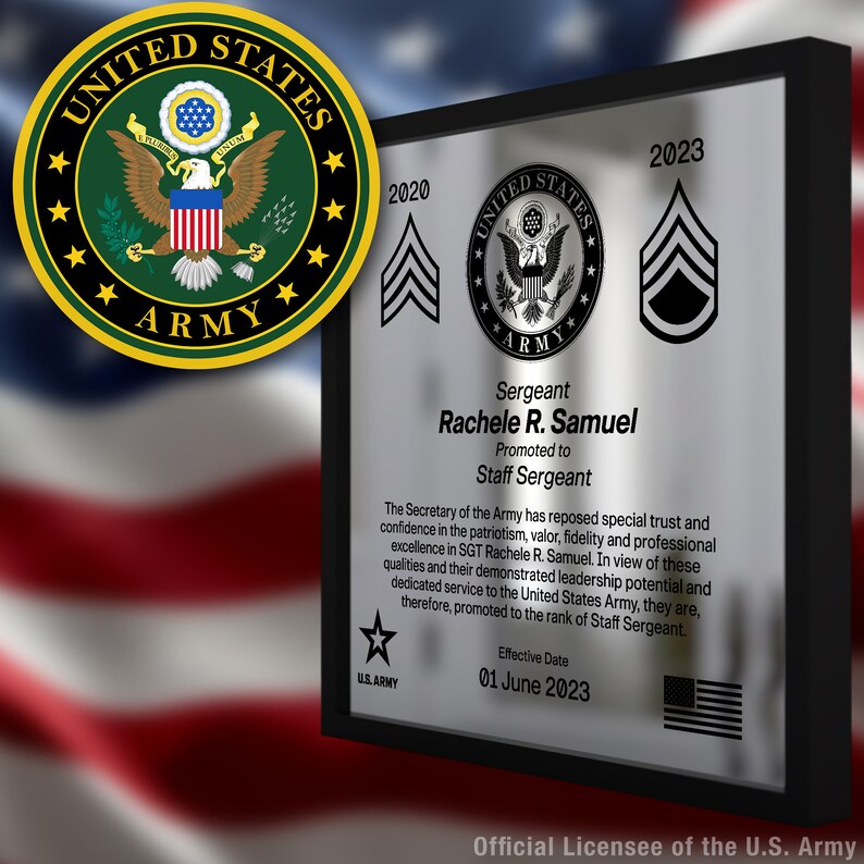 Personalized US Army Promotion Plaque: Laser Engraved Military Award - Etsy