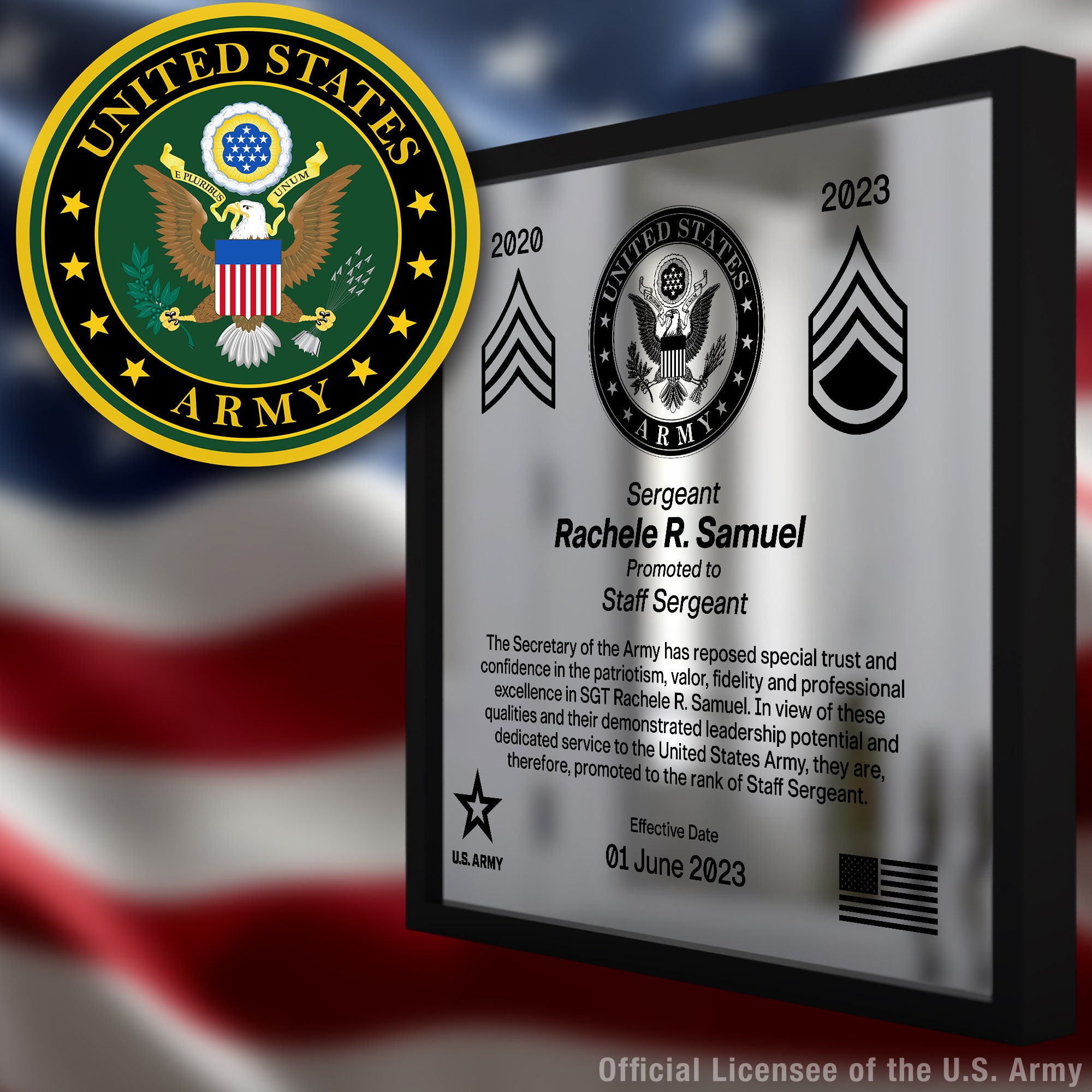 US Army Promotion Plaque or PCS Gift. Laser Engraved and Personalized ...