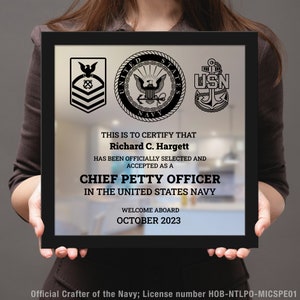 Navy Chief Appreciation Plaque: Military Award & Retirement Gift for ...