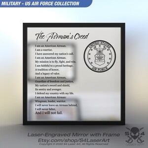 Airman's Creed Tribute Plaque Laser Engraved Mirror Plaque for USAF ...