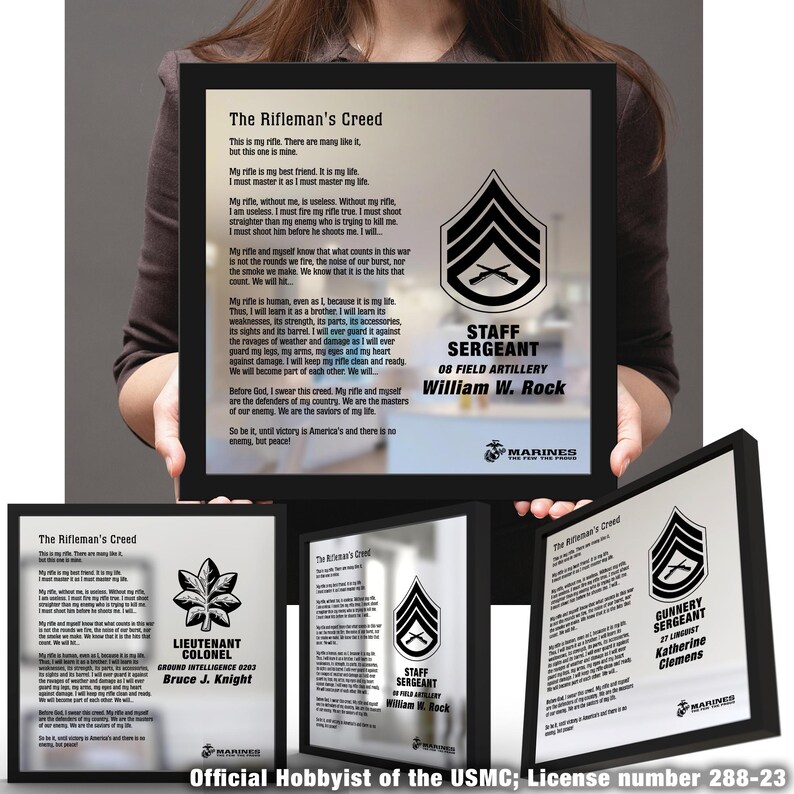USMC Rifleman's Creed Plaque: Personalized Marine Corps Tribute - Etsy