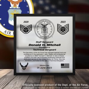 USAF Promotion Plaque: Custom Laser Engraved Air Force Appreciation ...