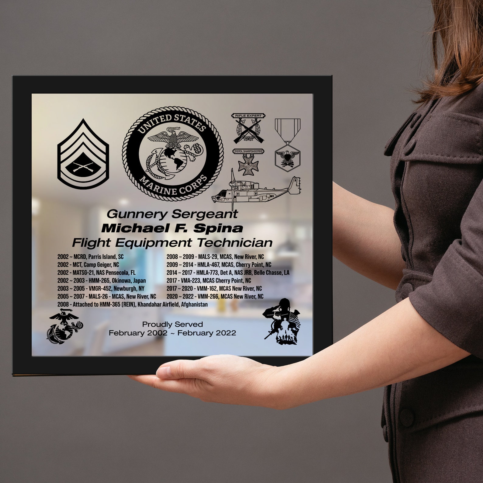 USMC Retirement Plaque Mirror for Military Retirement or Dedication ...