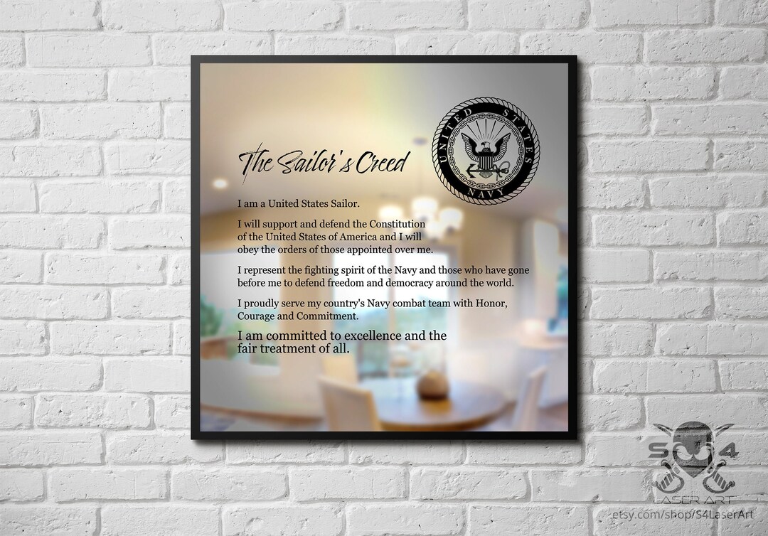 US Navy Sailor's Creed Tribute Laser Engraved Mirror - Etsy