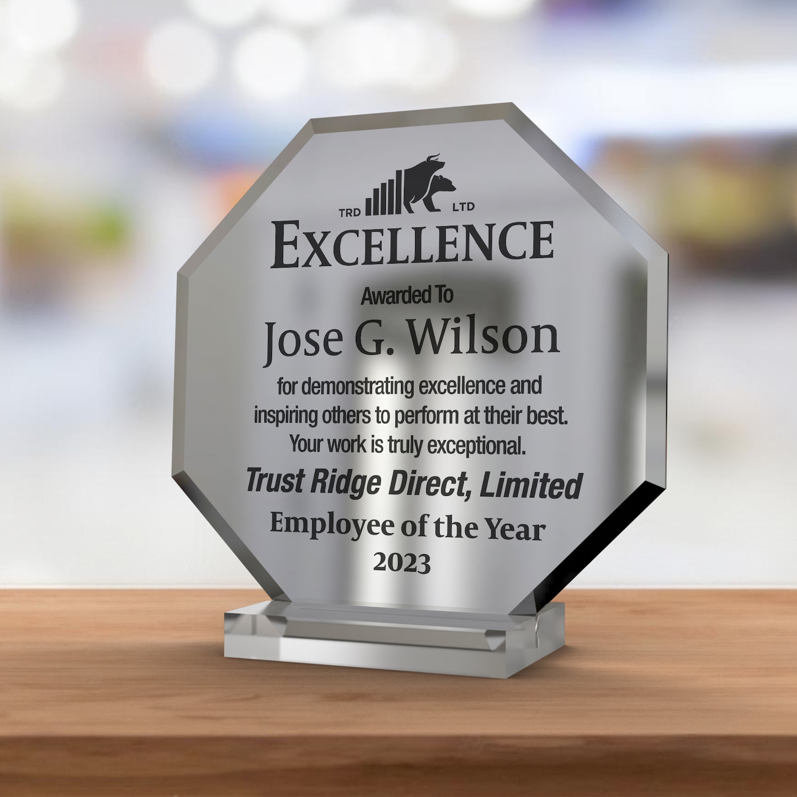 Employee Thank You Plaque Bespoke Desktop Award Uniquely Personalized ...