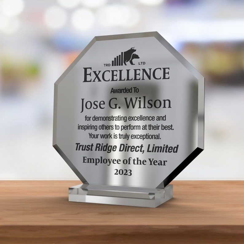 Employee Thank You Plaque Bespoke Desktop Award Uniquely Personalized ...