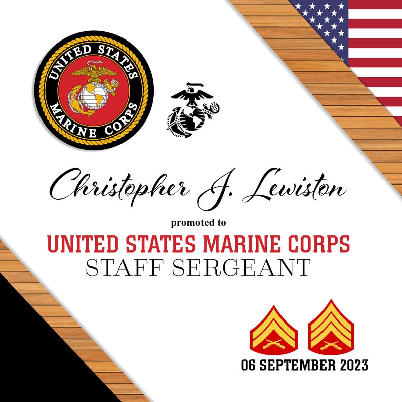 USMC Promotion Plaque. Printed Military Gift for Promotion, or a Custom ...