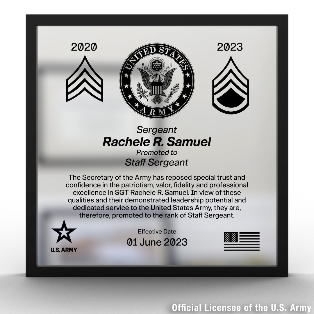 Personalized US Army Promotion Plaque: Laser Engraved Military Award - Etsy