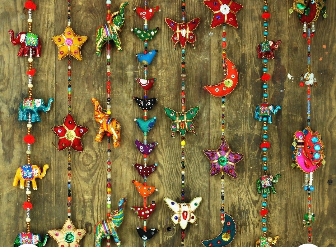 Handmade Rajasthani Strings Beaded Indian Wall Hanging Decoration Door ...