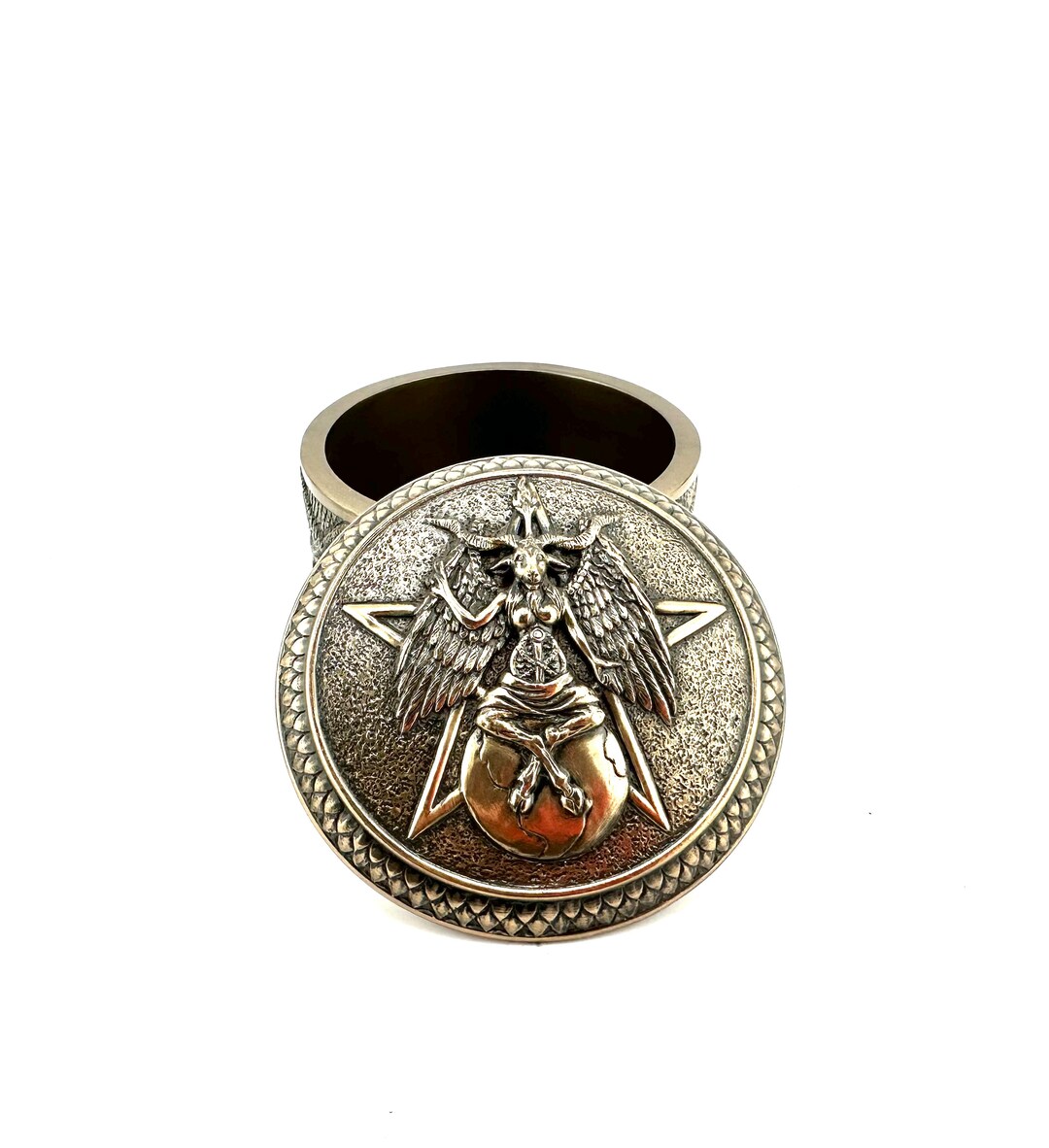 Baphomet Pentagram Round Trinket Box Bronze - Etsy