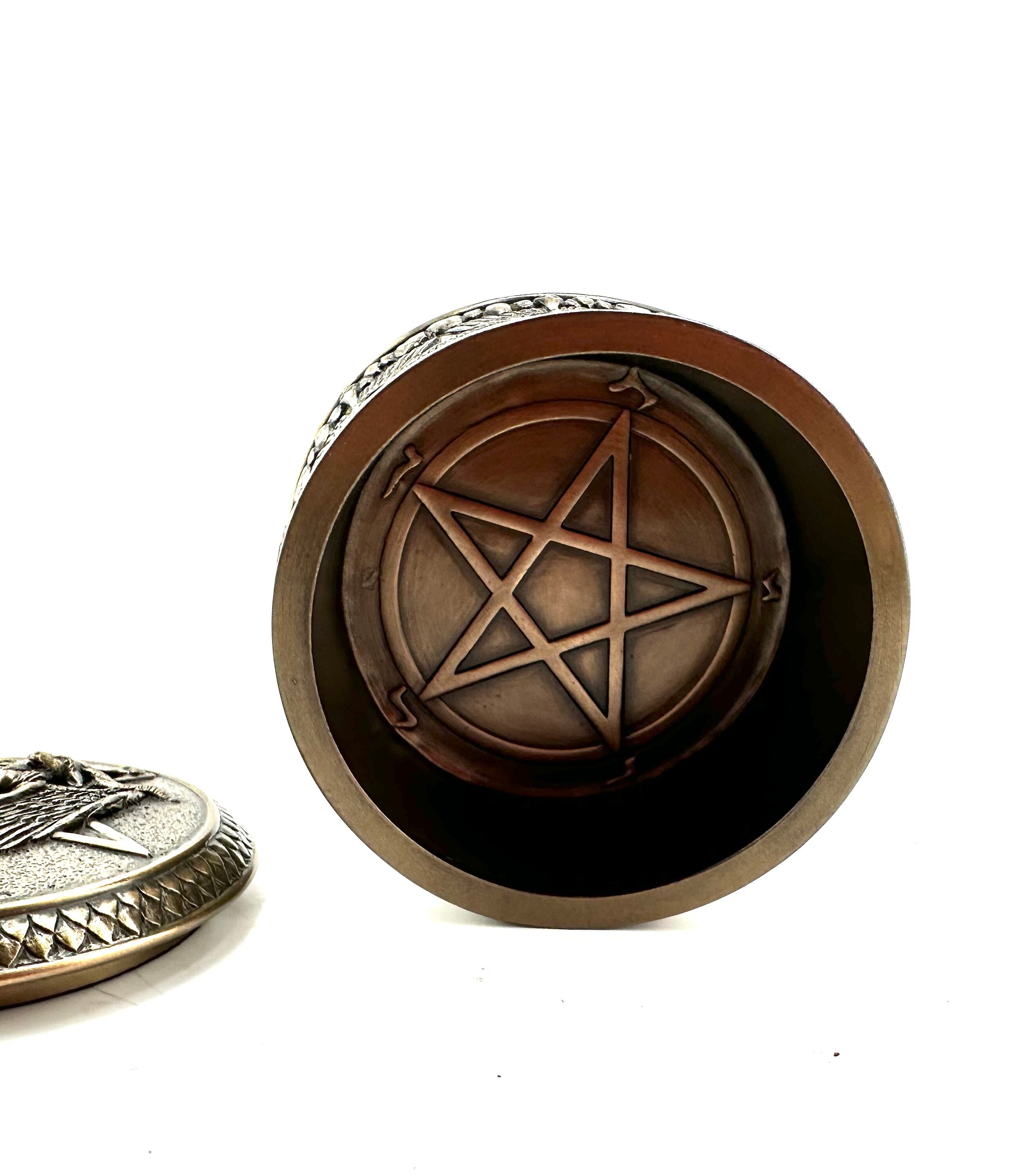 Baphomet Pentagram Round Trinket Box Bronze - Etsy