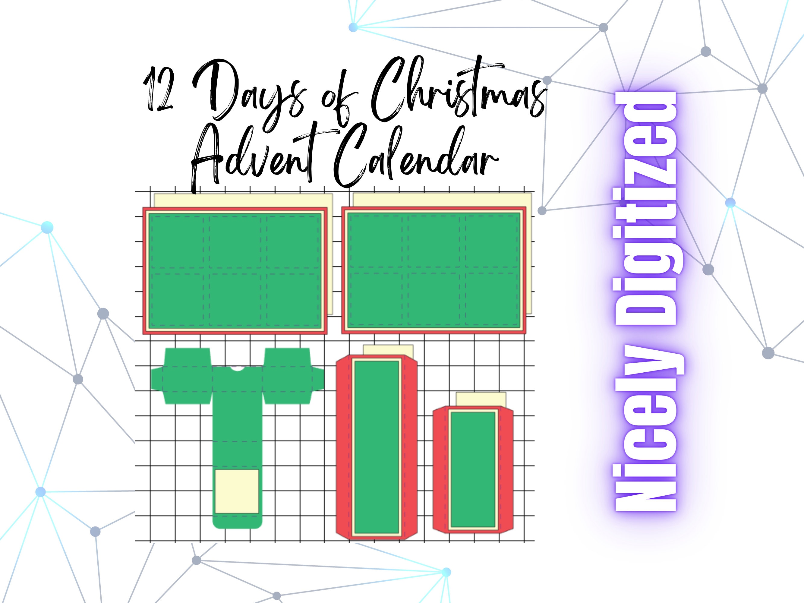 Advent Calendar Template, 12 Days of Christmas Advent Calendar, SVG ...