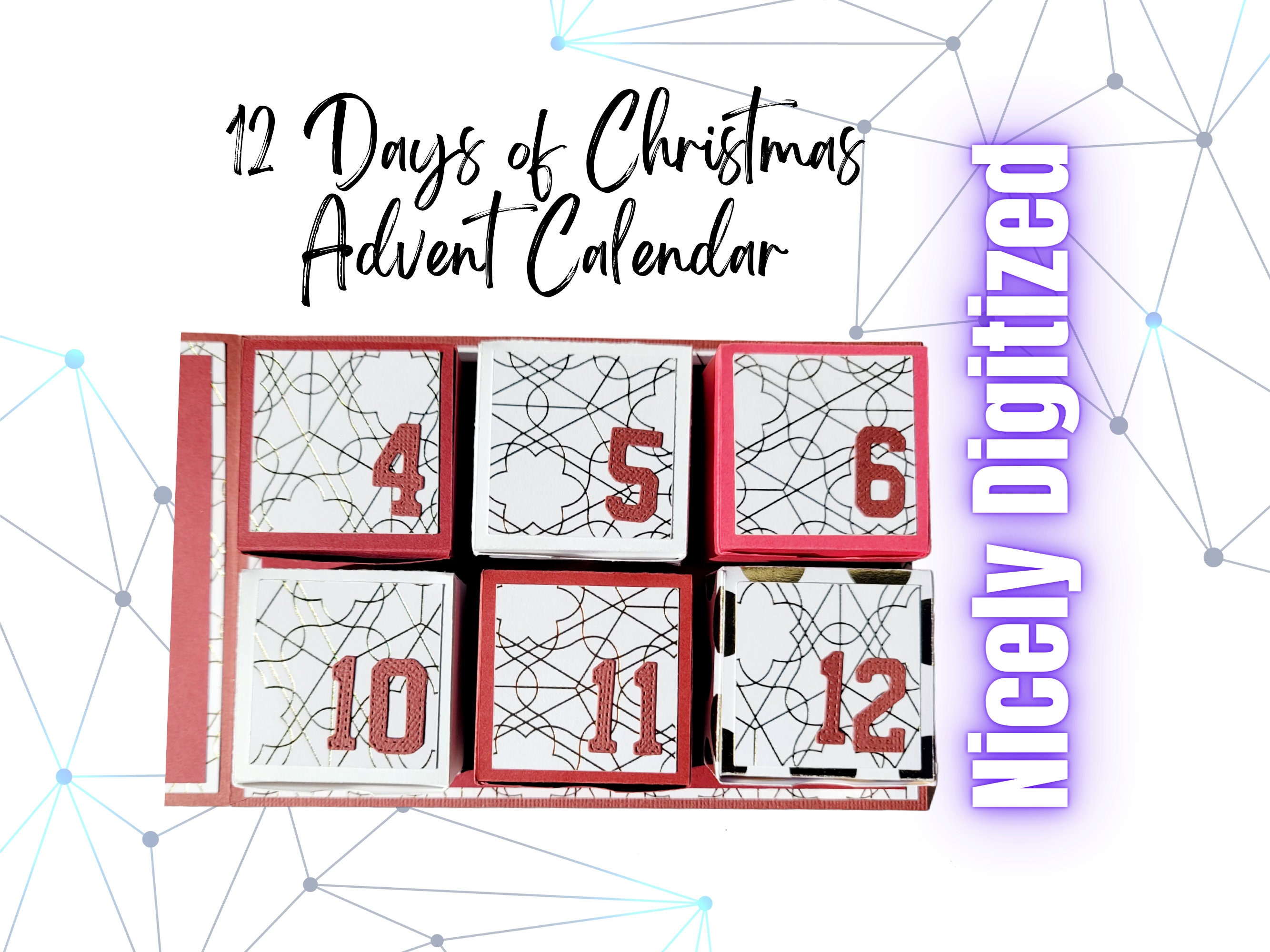Advent Calendar Template, 12 Days of Christmas Advent Calendar, SVG ...
