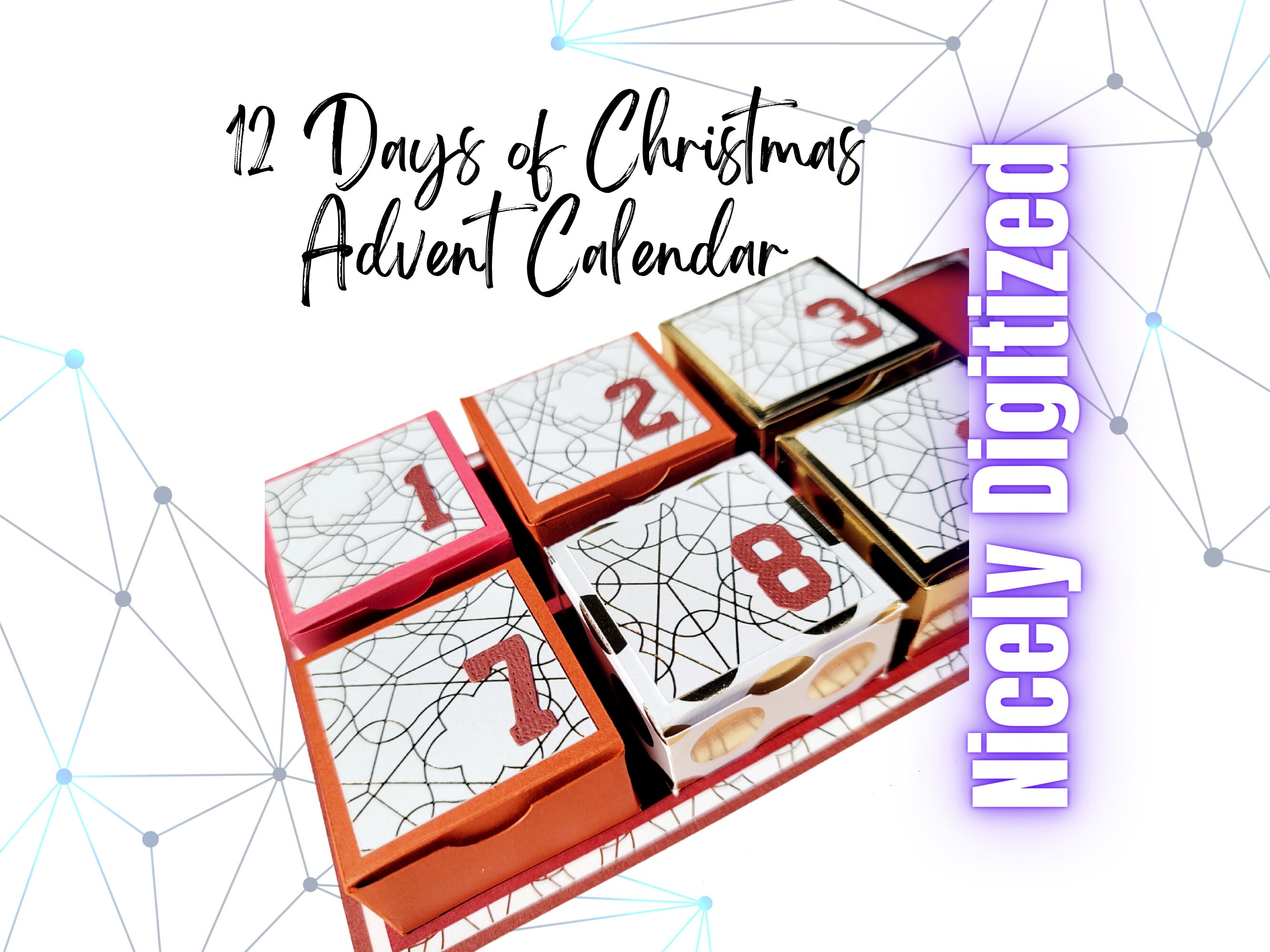 Advent Calendar Template, 12 Days of Christmas Advent Calendar, SVG ...