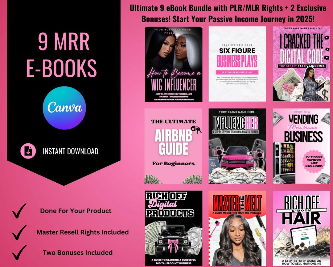 9 E-book Bundle: PLR/MLR Rights, Passive Income (DFY Products) - Etsy