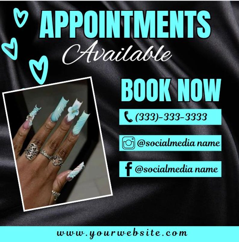 Customizable Nail Appointment Digital Flyer- for Your Nail Salon or ...