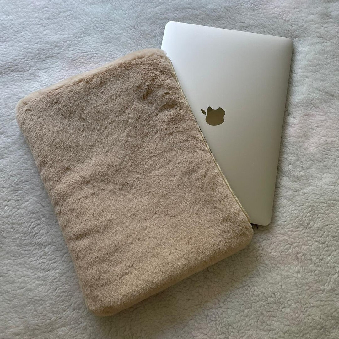 Cream Fluffy Laptop Sleeve,plush MacBook Case,flat Pouch,notebook Cover ...