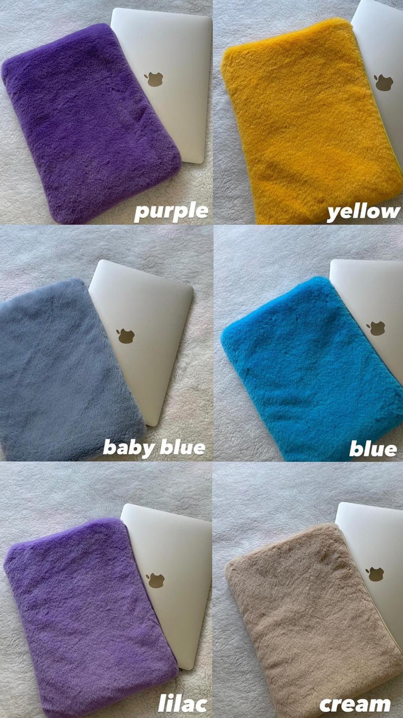 Cream Fluffy Laptop Sleeve,plush MacBook Case,flat Pouch,notebook Cover ...