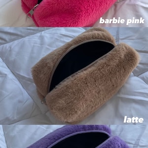 Sugar Pink Fluffy Makeup Bag,furry Pencil Case,sherpa Cosmetic Bag ...