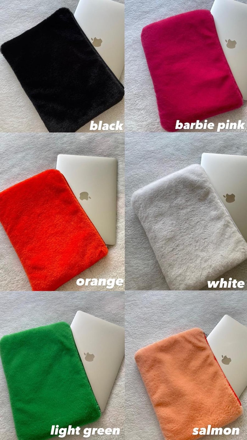 Cream Fluffy Laptop Sleeve,plush MacBook Case,flat Pouch,notebook Cover ...