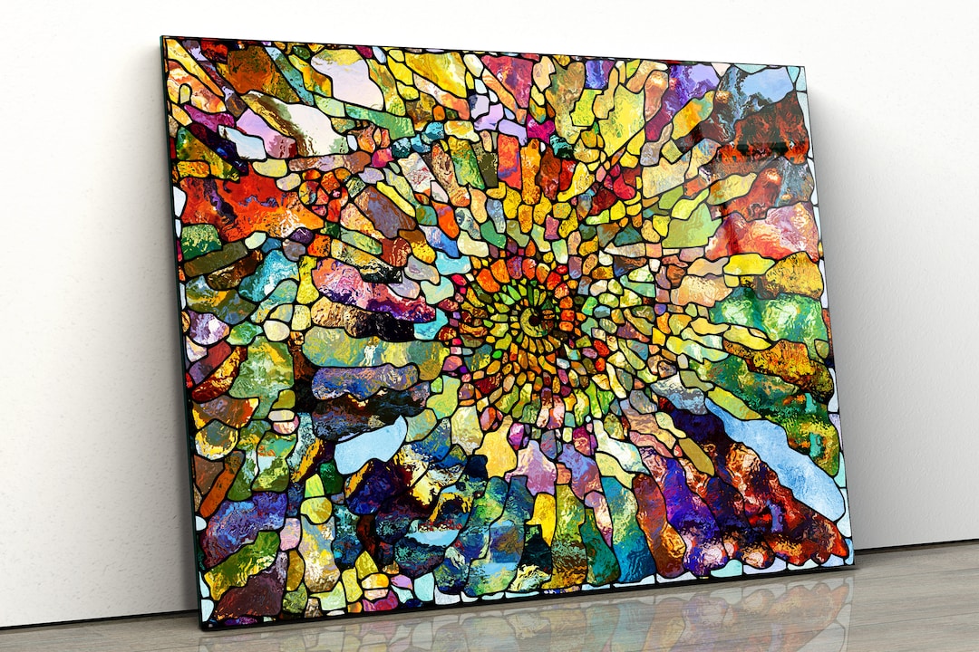 Stained Tempered Glass Wall Art, Abstract Wall Art, Large Wall Glass ...