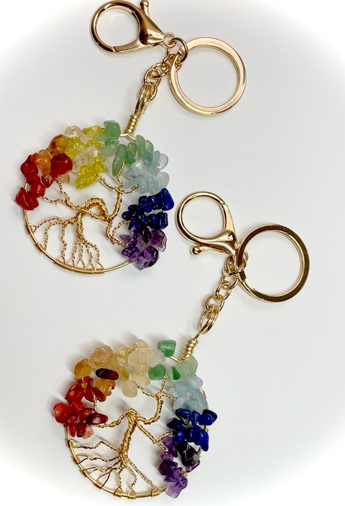 Chakra Tree of Life Crystal Keychain/key Ring. Real Natural Stones. - Etsy