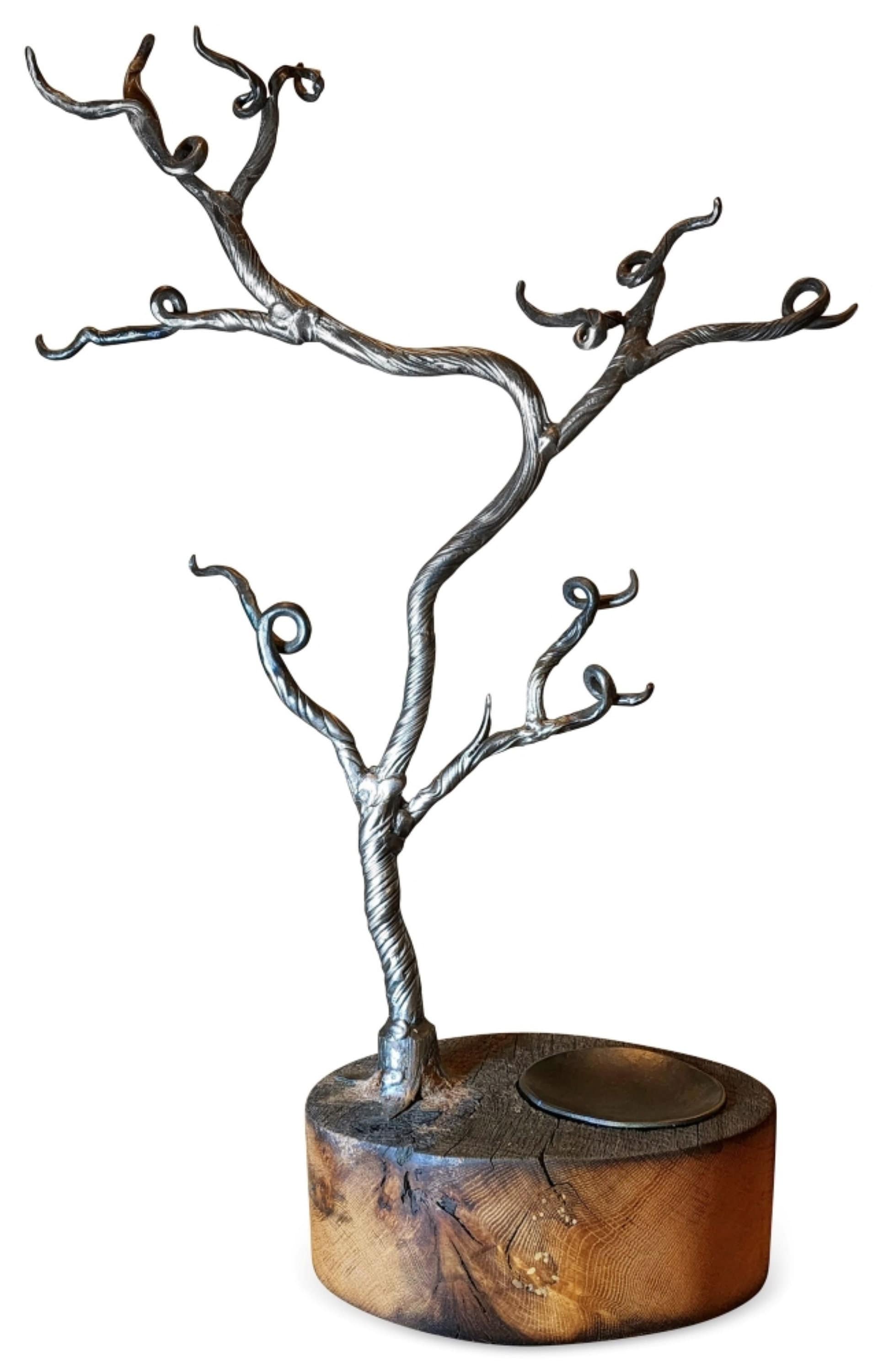 The Brown Hand Forged Steel Jewelry Tree Metal Jewelry Sculpture Steel ...
