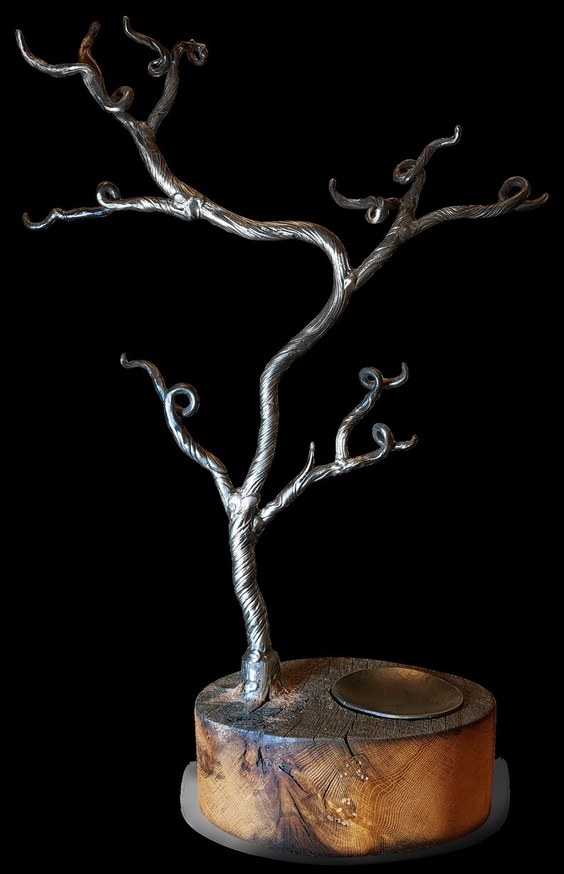 The Brown Hand Forged Steel Jewelry Tree Metal Jewelry Sculpture Steel ...