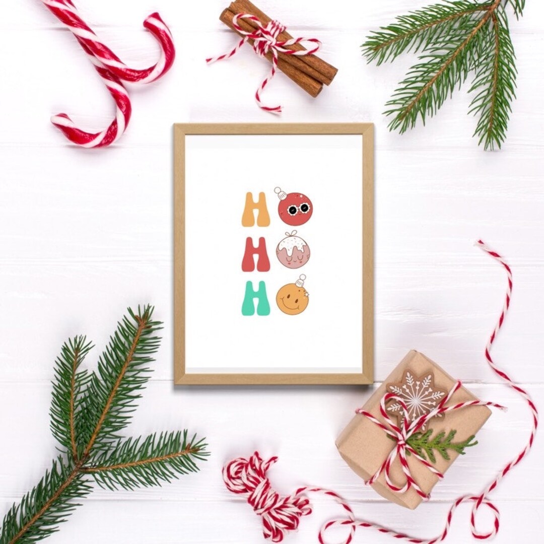 Ho Ho Ho Holiday Print, Retro Christmas, Groovy Christmas - Etsy