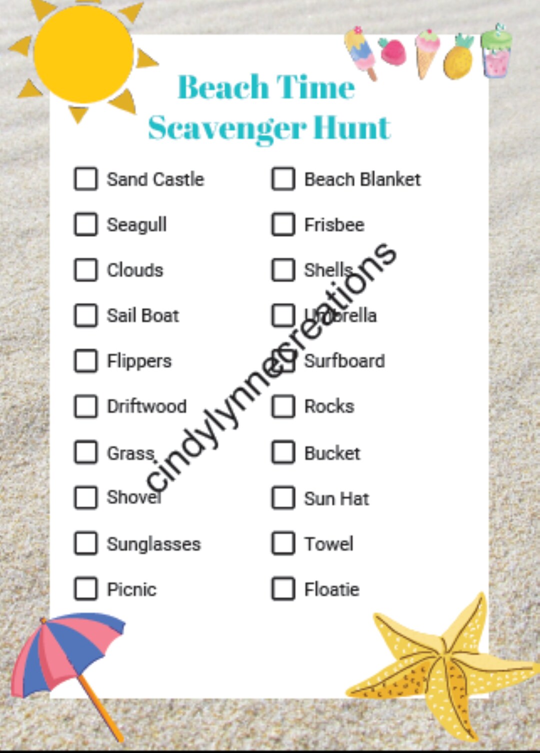 Beach Time Scavenger Hunt - Etsy