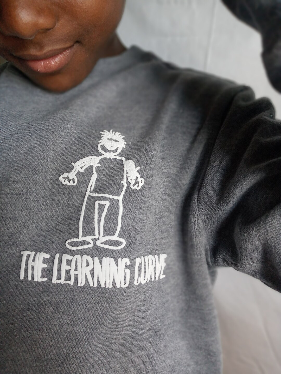 Crew Neck Sweater Gray Puffy Vinyl Shirt Creative Space Sweater - Etsy