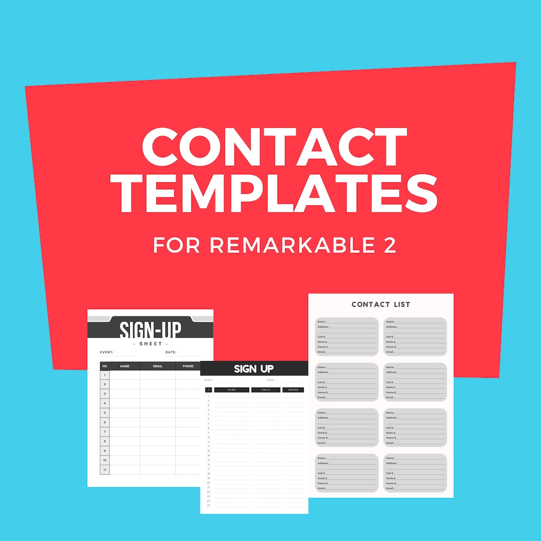 Contact Templates for Remarkable 2 - Etsy