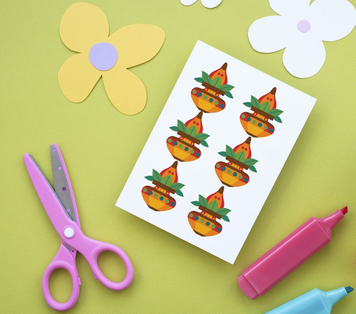 Diwali Toran Printable DIY Activity of Lotus Kalash Diya - Etsy