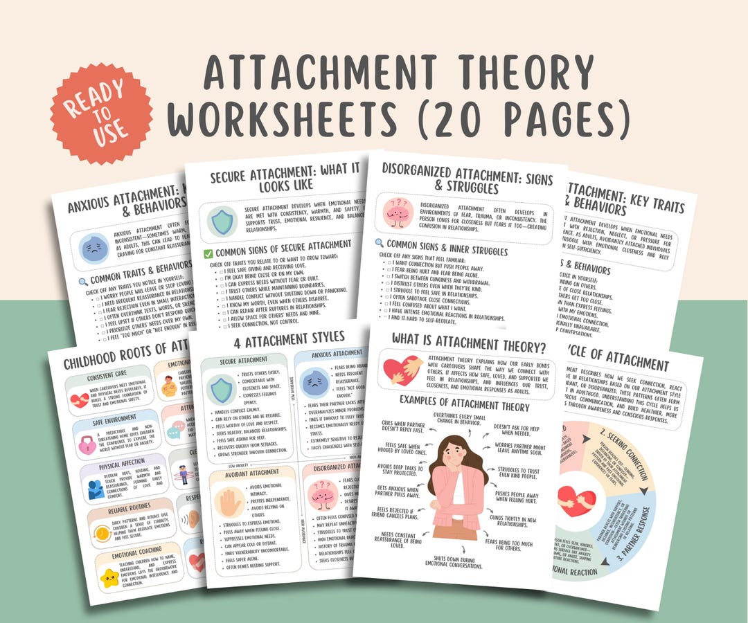Attachment Theory Worksheets, Attachment Styles Guide, Therapy Handouts, Psychology Tools ...