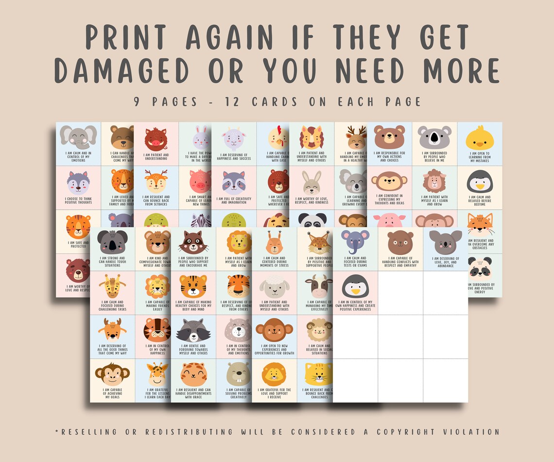 100 Positive Affirmation Calm Down Corner Cards for Kids - Etsy