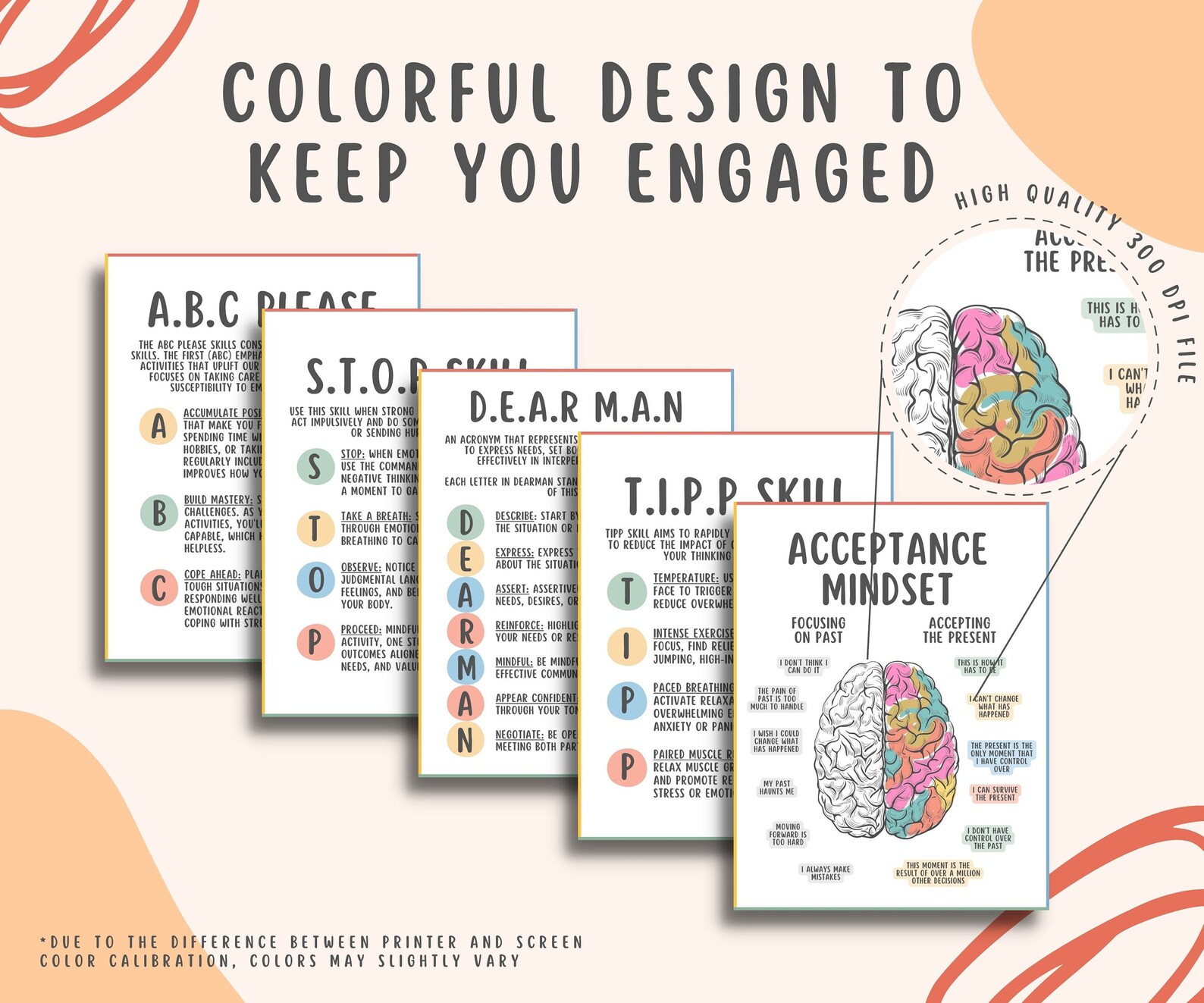 14 DBT Coping Skill Posters, Dialectical Behavior Therapy Cards ...