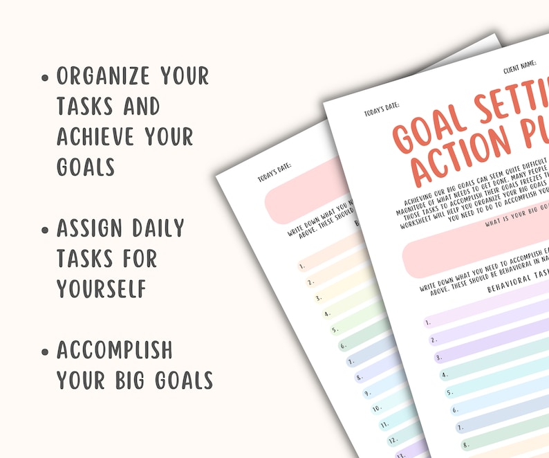 Goal Setting Action Plan Worksheet, SFBT Worksheets, Solution Focused ...