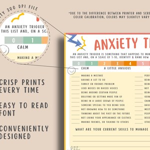 Anxiety Triggers Worksheet Kids Teens Children With Anxiety Scale, Mental Health Therapy ...