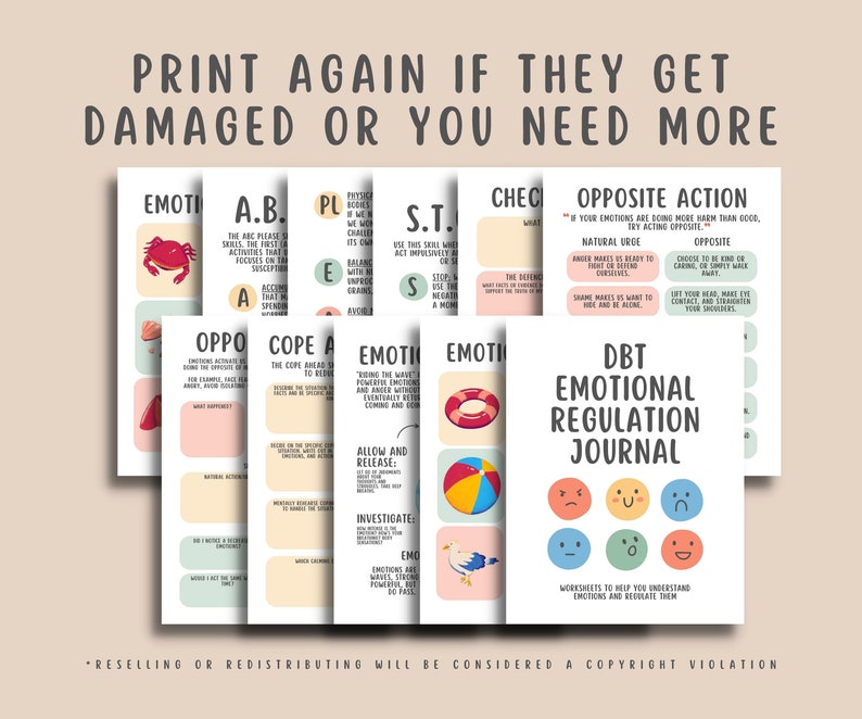 10 DBT Emotional Regulation Worksheets, Emotional Surfing, Dialectical ...