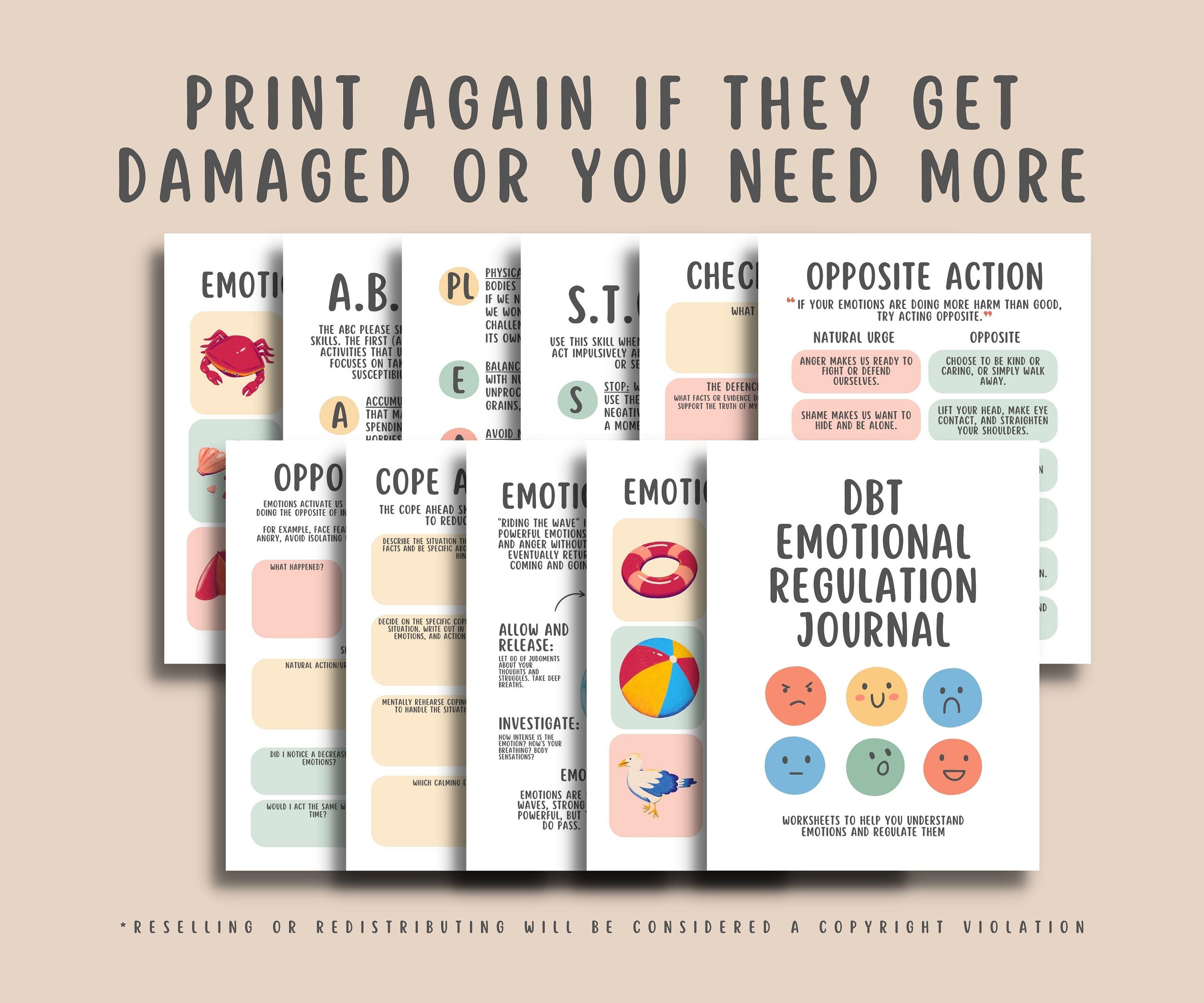 10 DBT Emotional Regulation Worksheets, Emotional Surfing, Dialectical ...