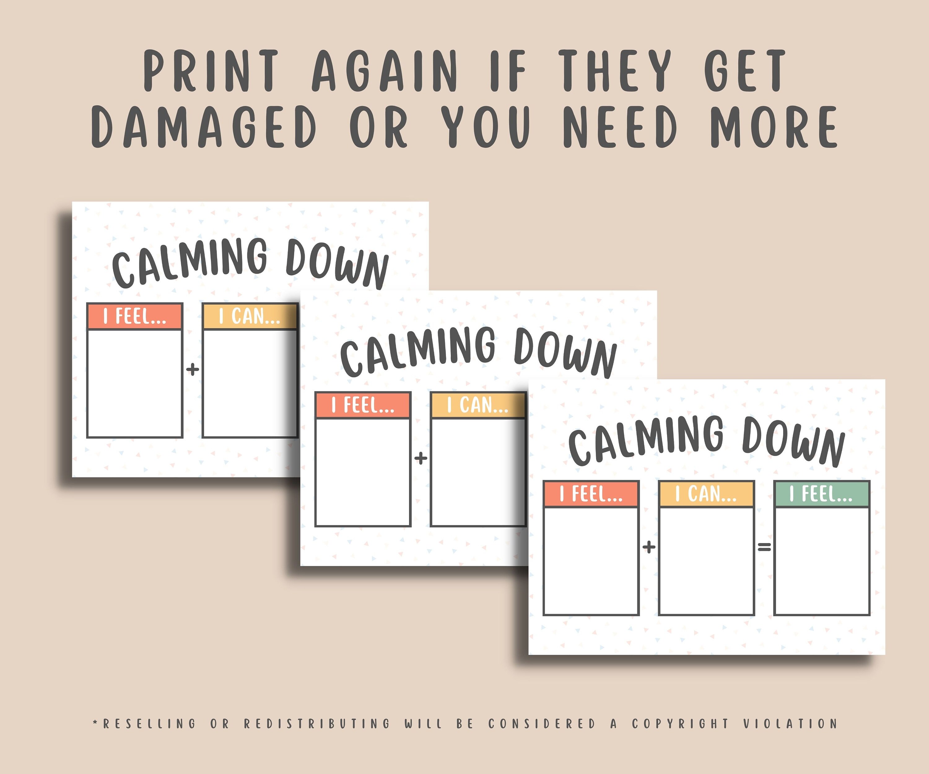 Calm Down Corner Activity for Kids Teens, Calming Corner Printable ...