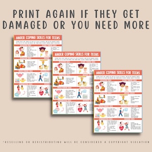 Anger Coping Skills for Kids & Teens, Anger Management Print, Anger ...
