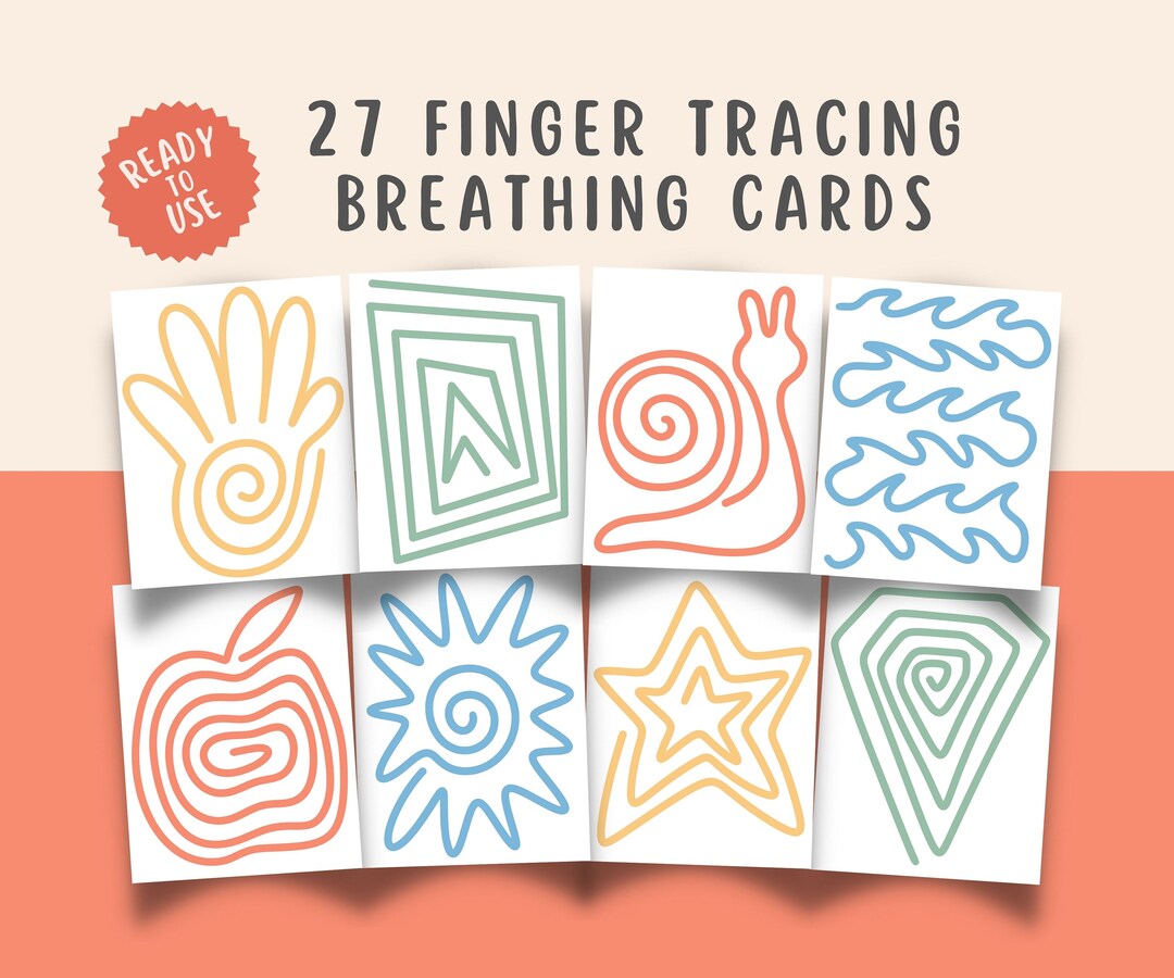 27 Finger Tracing Breathing Cards for Kids Teens, Calm Down Corner ...