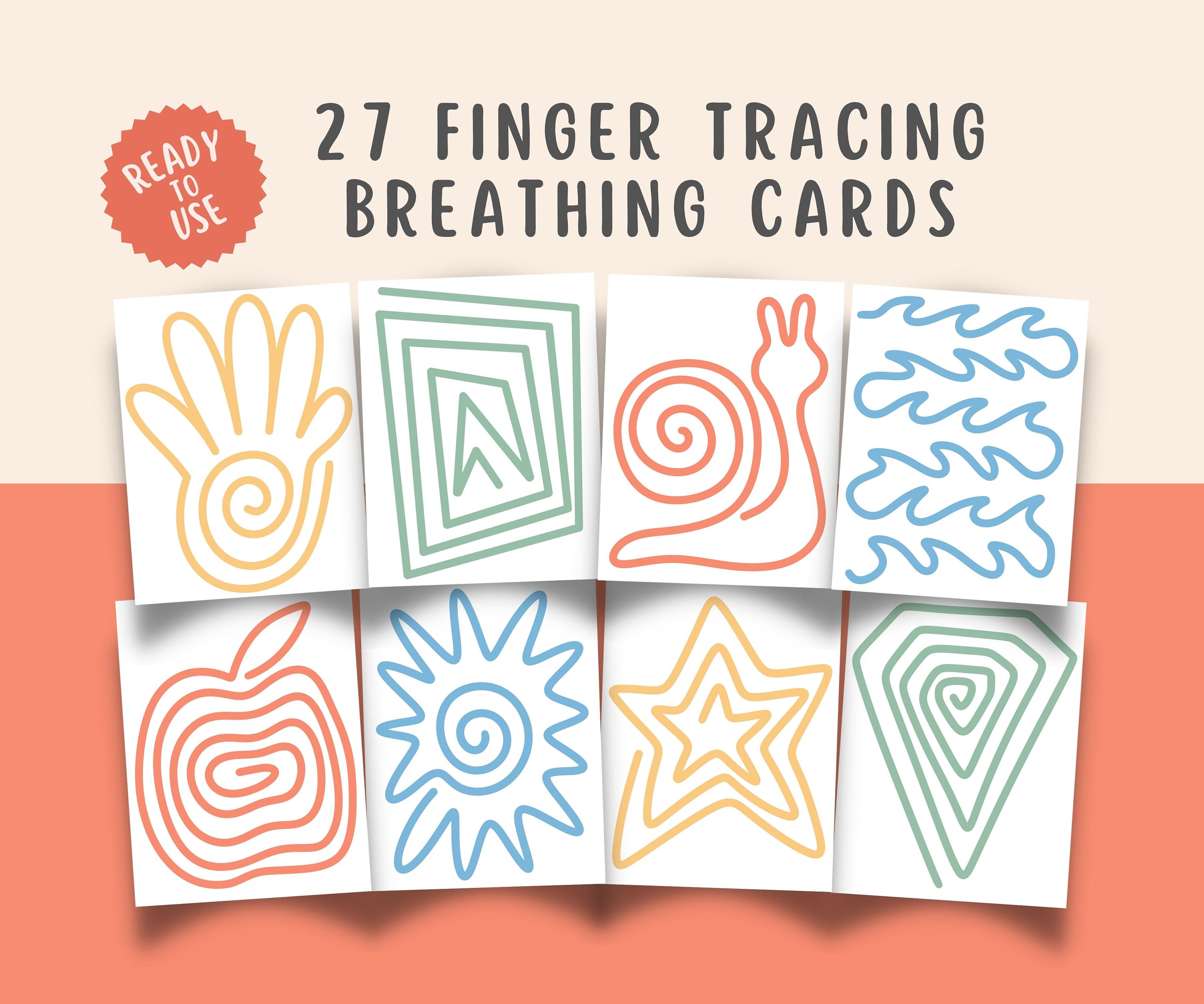 27 Finger Tracing Breathing Cards for Kids Teens, Calm Down Corner ...