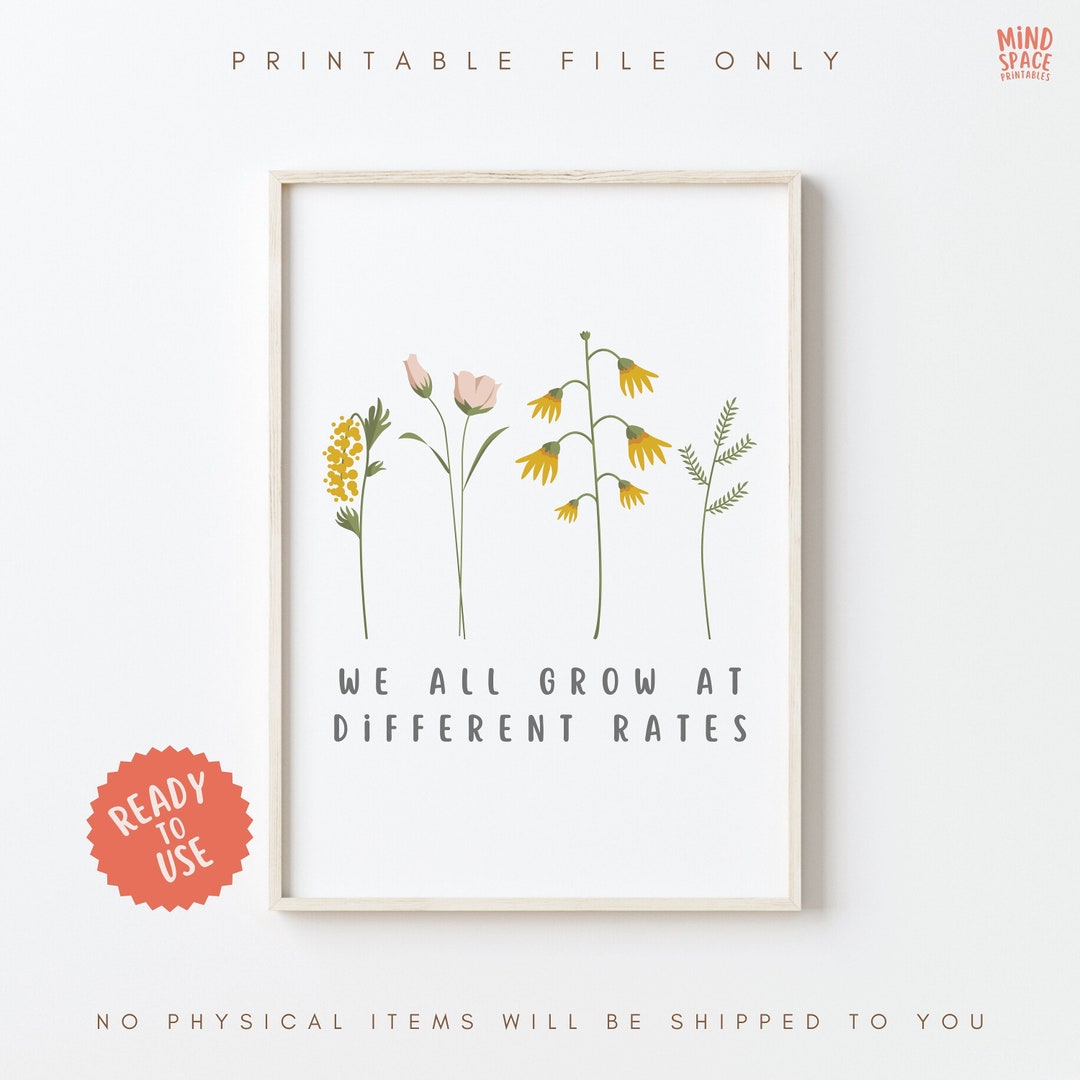 We All Grow at Different Rates, Classroom Poster, Growth Mindset ...