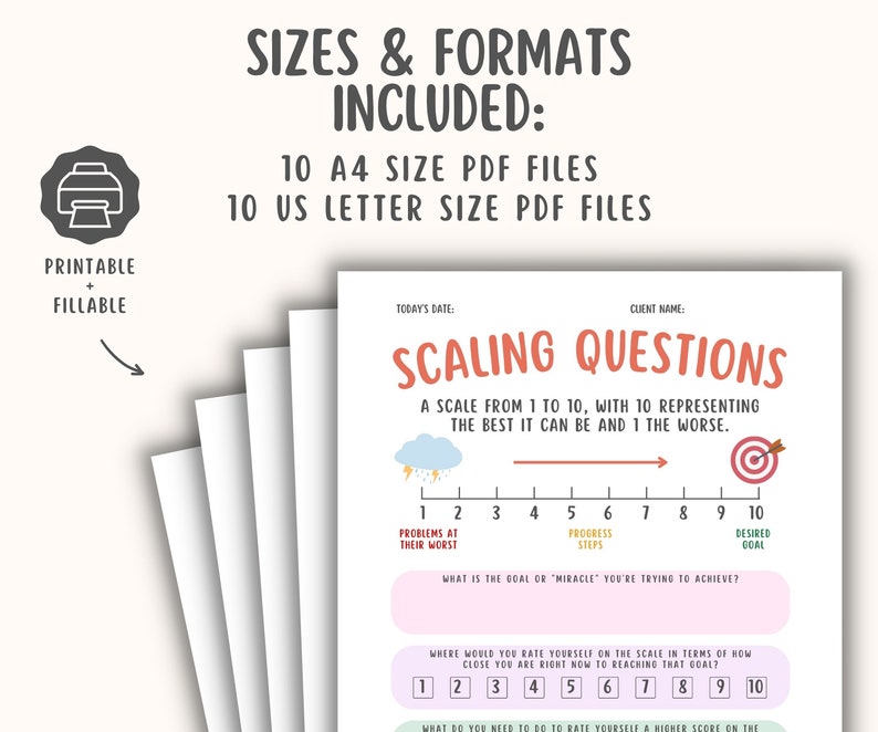 Solution Focused Therapy Worksheets, SFBT Worksheets, SFBT Questions ...